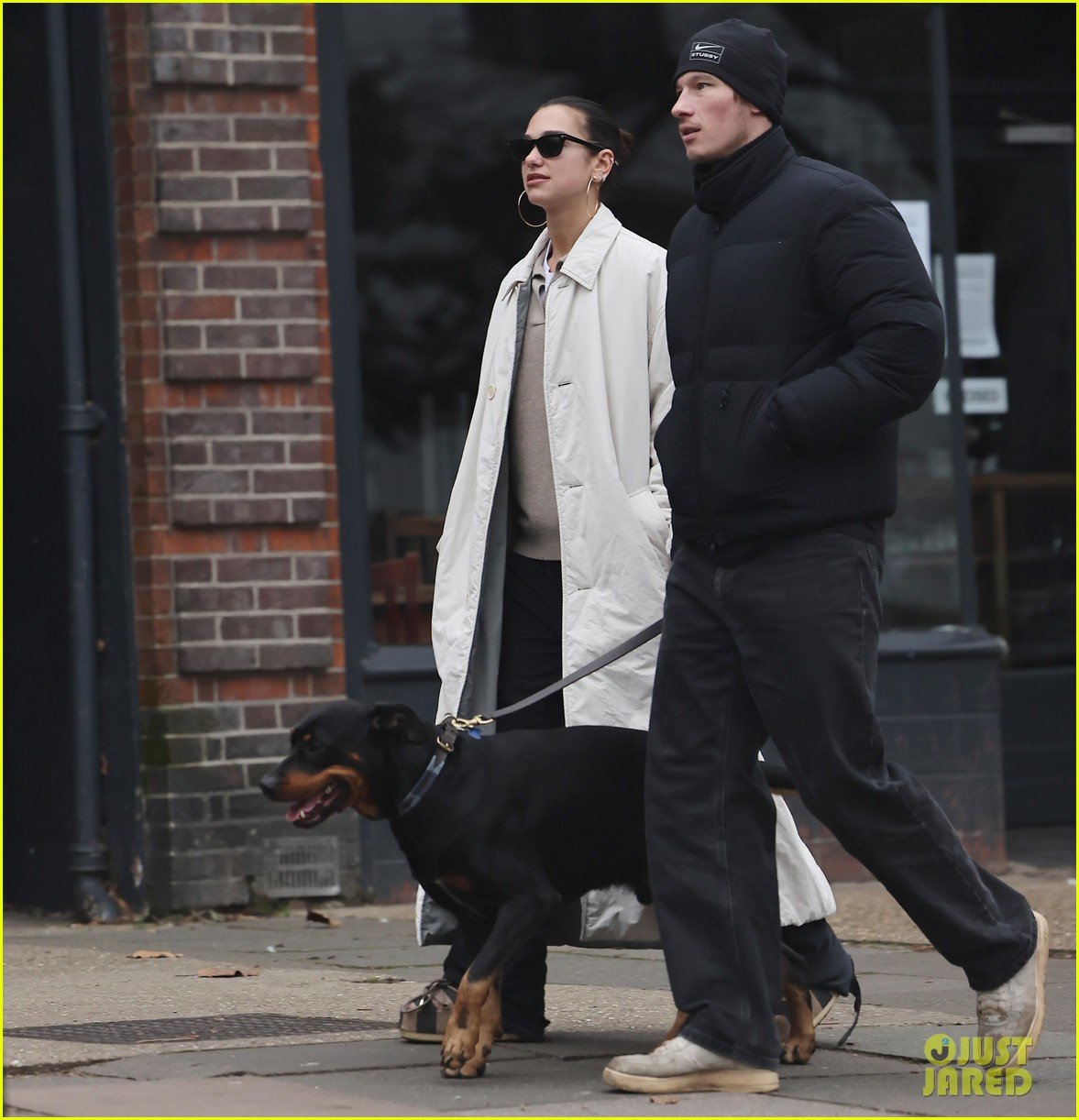 Dua Lipa & Callum Turner Take Their Dog for a Walk in London: Photo ...