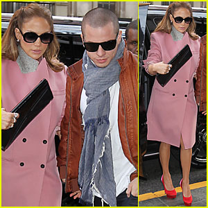 Jennifer Lopez: Pink Coat in NYC | Casper Smart, Jennifer Lopez | Just ...
