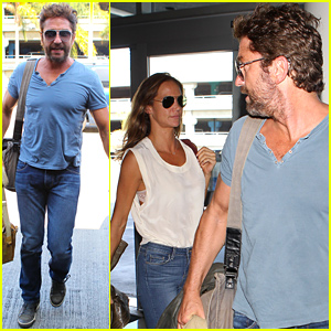Gerard Butler & His Mystery Brunette Girlfriend Take a Flight Together ...