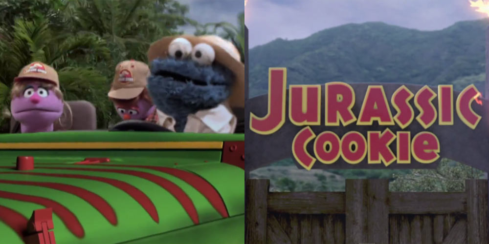 Jurassic Park Gets A Sesame Street Cookie Spoof Video Jurassic
