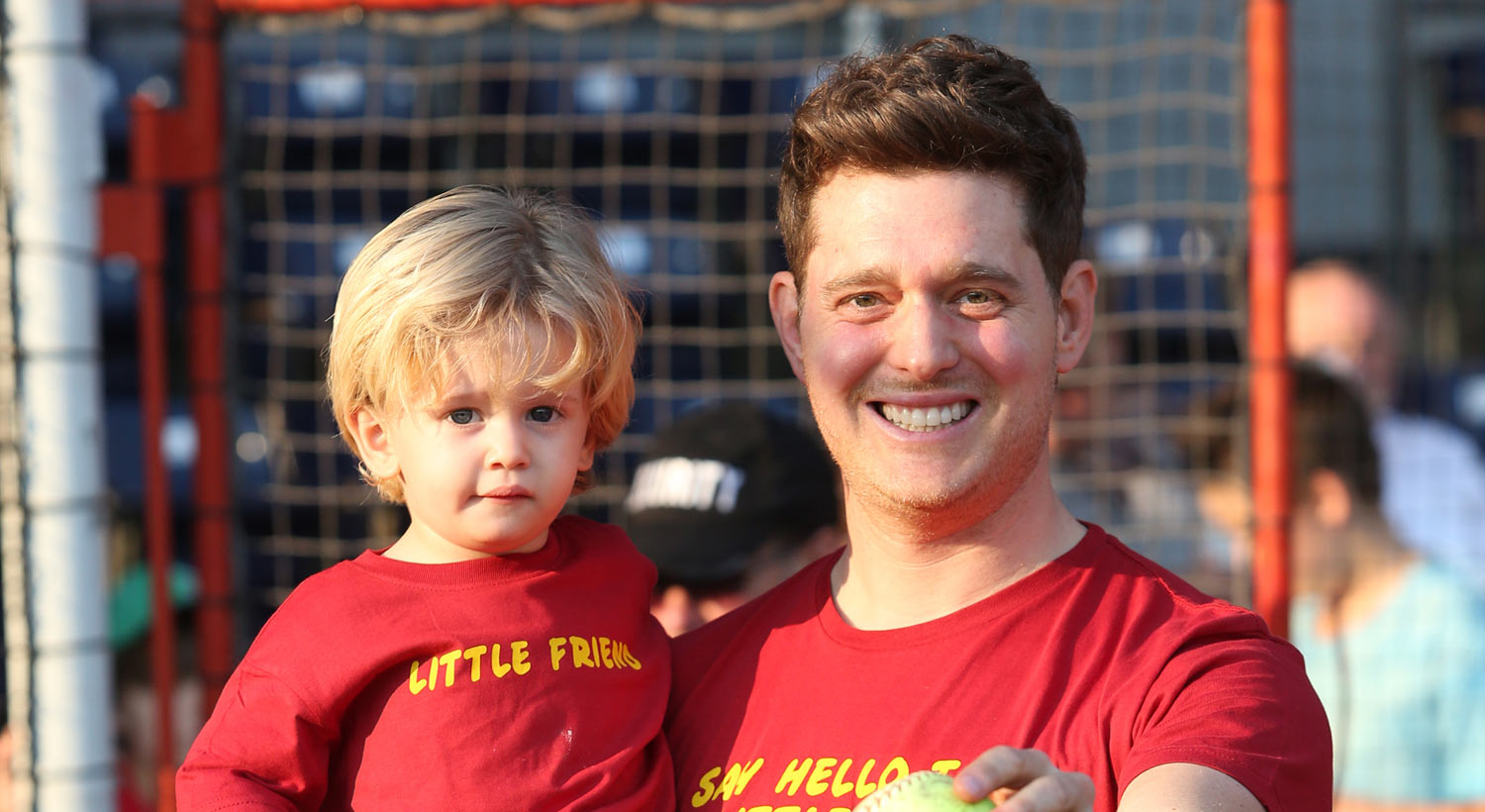 Michael Buble Throws Out First Pitch with Cutie Son Noah! | Celebrity ...