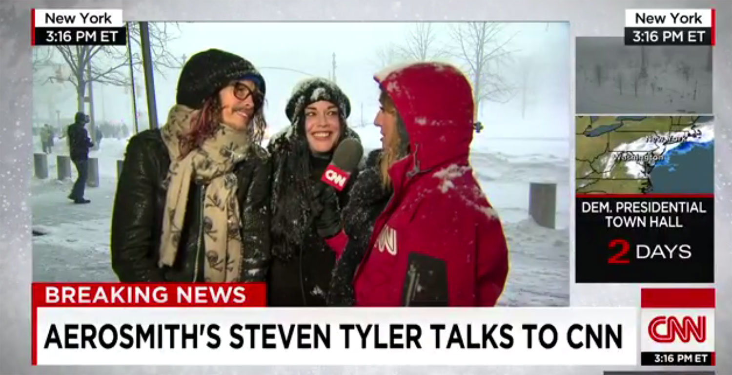 Steven Tyler Crashes CNN Snowstorm Broadcast | Steven Tyler | Celebrity ...