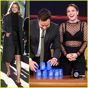 Melissa Benoist Tries To Teach Jimmy Fallon The Art of Cup Stacking ...