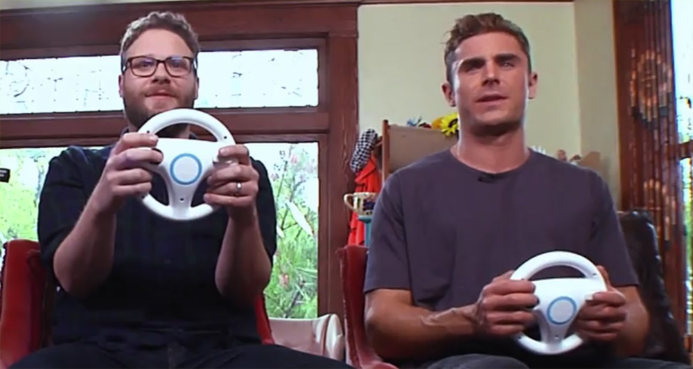 Zac Efron & Seth Rogen Get Fratty While Playing Mario Kart | Conan O ...