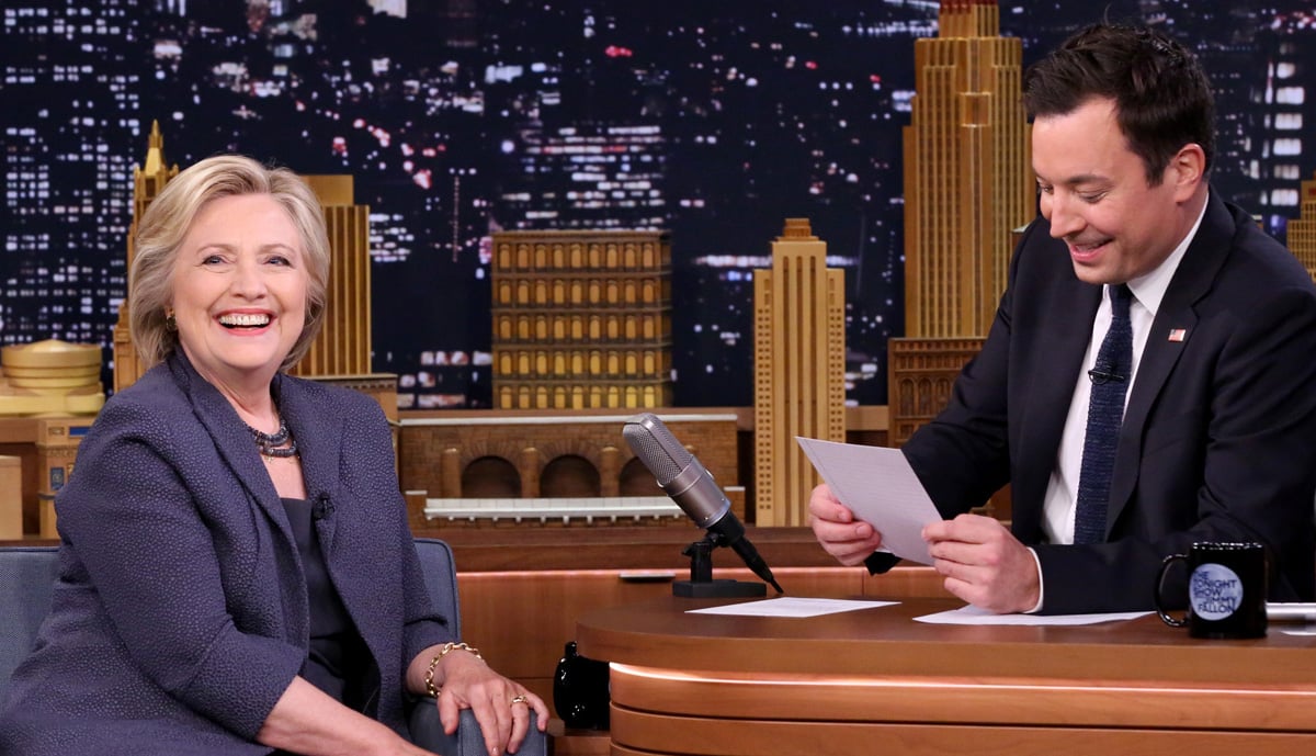 Jimmy Fallon Welcomes Hillary Clinton with Surgical Mask & Hand ...