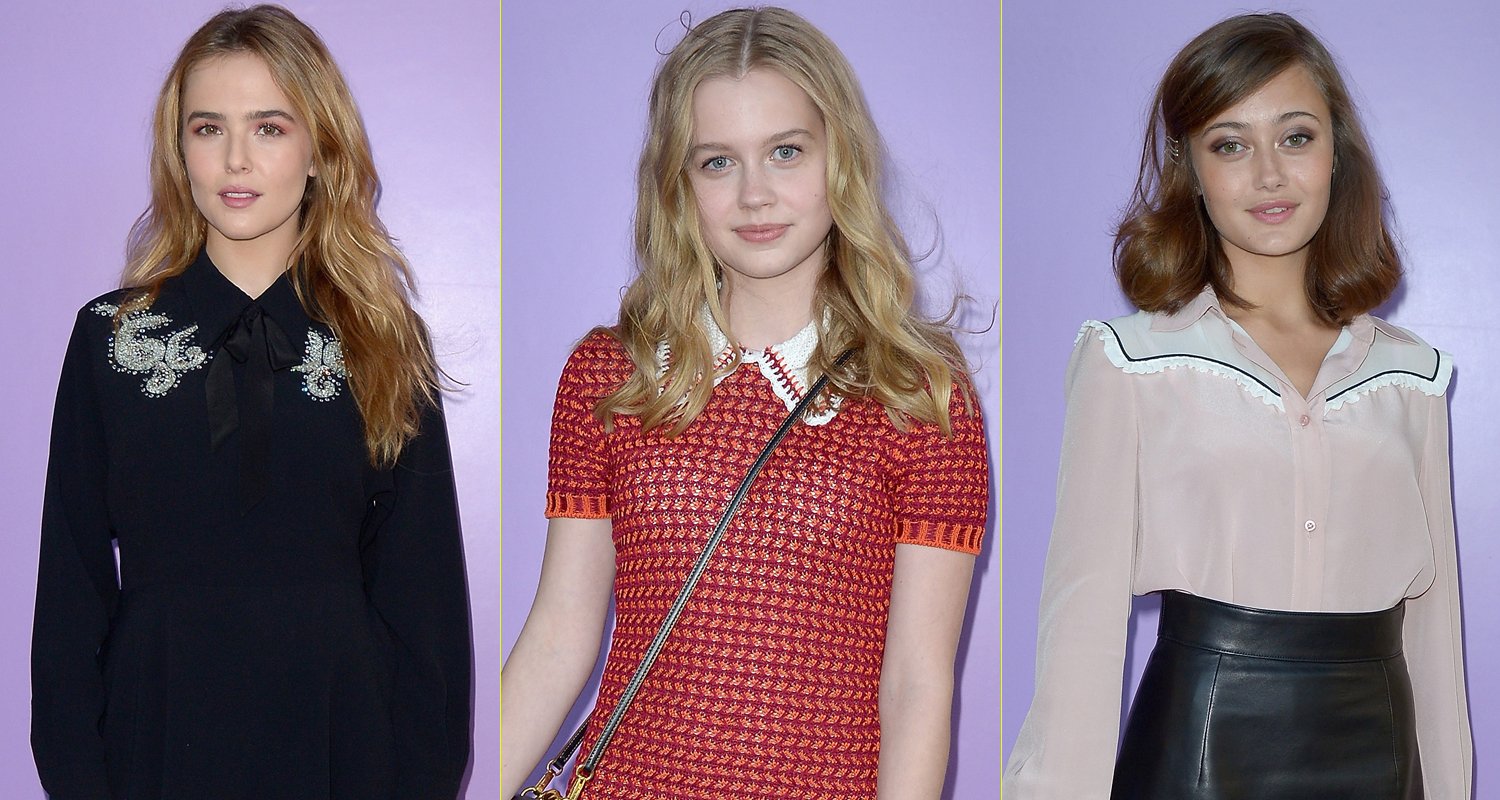 Zoey Deutch, Angourie Rice & Ella Purnell Check Out Miu Miu Show in ...