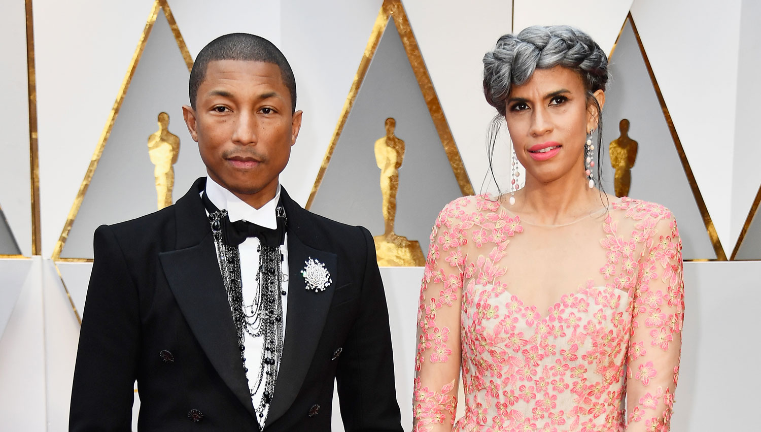 Pharrell Williams Poses with Producing Partner Mimi Valdes at Oscars ...