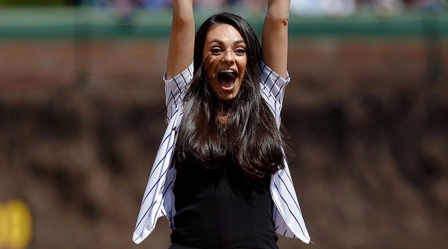 Mila Kunis Throws Out The First Pitch at Baseball Game! | Mila Kunis ...