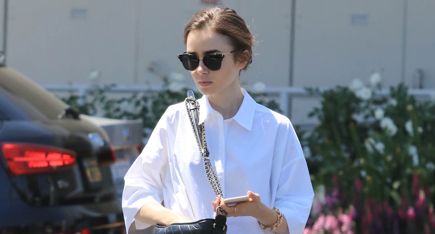 Lily Collins Adds a Classy Touch to Her Casual Ensemble | Lily Collins ...
