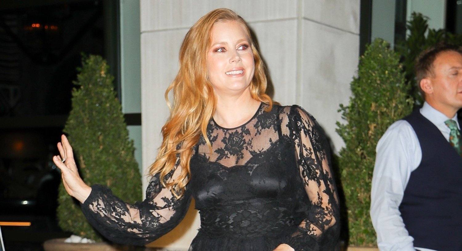 Amy Adams Sports Black Lace Dress for First Instagram Selfie | Amy ...