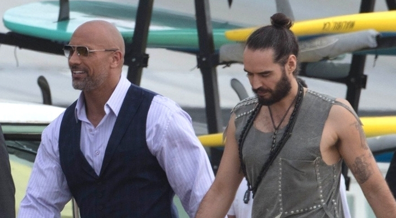 Russell Brand Joins Dwayne ‘The Rock’ Johnson on ‘Ballers’ Set | Dwayne ...