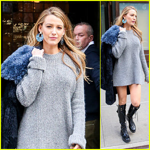 Blake Lively Looks Hot in a Gray Sweater Dress in NYC! | Blake Lively ...