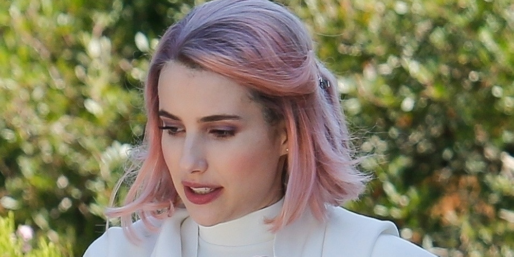 Emma Roberts Rocks Pink Hair on the Set of New Movie ‘Paradise Hills ...