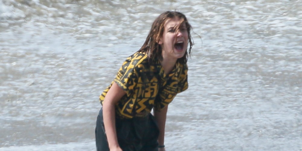 Millie Bobby Brown Films a Dramatic Scene at the Beach for ‘Stranger ...