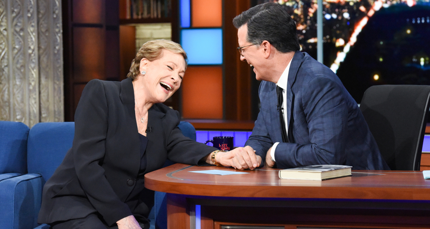 Julie Andrews Tells Stephen Colbert Therapy ‘Saved’ Her Life! | Julie ...