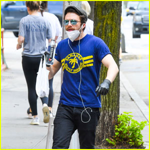Sebastian Stan Grabs Essentials in a Mask & Gloves in NYC Amid Pandemic ...