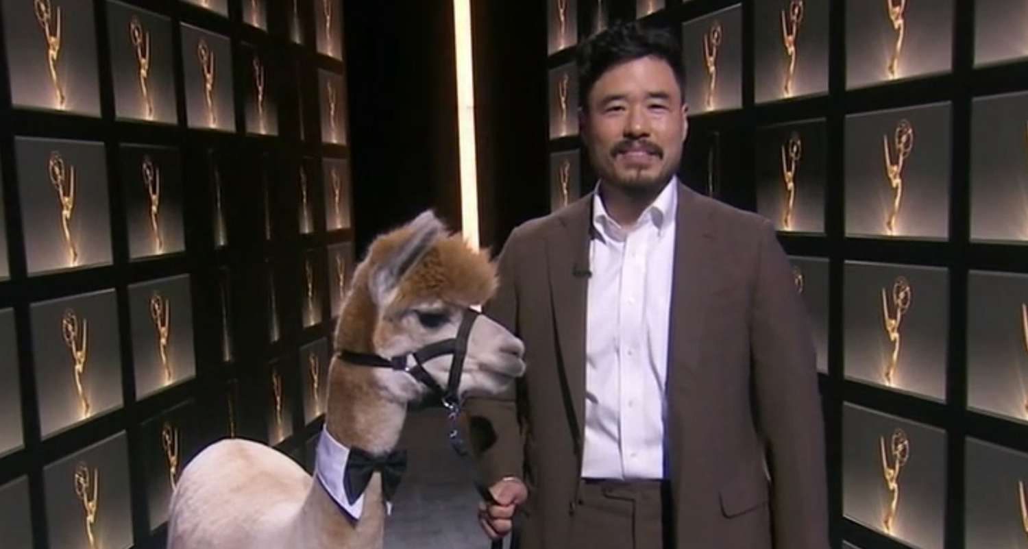 Randall Park Takes Emmy Awards 2020 Stage with an Alpaca! | 2020 Emmy ...