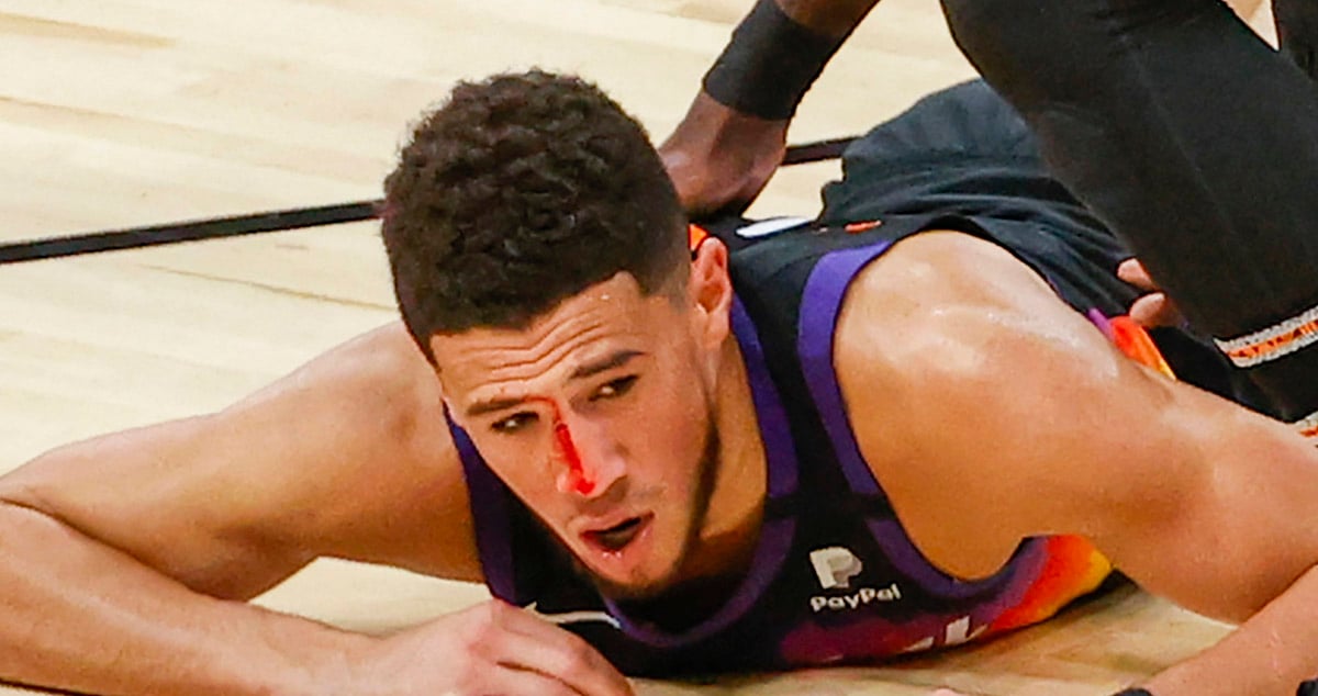 NBA Star Devin Booker Had His Nose Busted Open During NBA Game | Devin ...