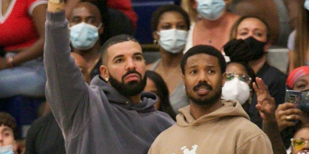 Drake & Michael B. Jordan Sit Courtside at a Varsity Basketball Game in ...