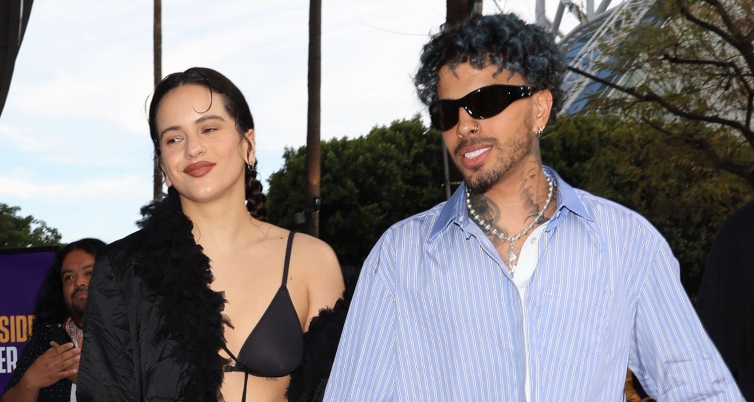 Rosalia & Fiance Rauw Alejandro Hold Hands While Heading to Lakers Game ...