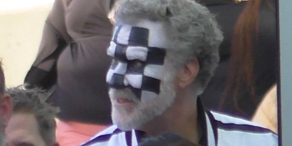 Will Ferrell Paints Black & White Checkerboard On His Face To Support ...