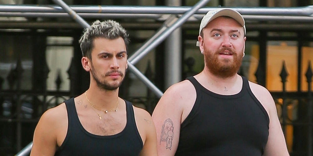 Sam Smith & Partner Christian Cowan Match In Black Tanks While Out in ...