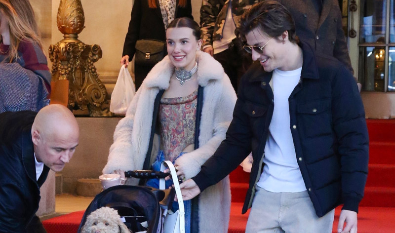 Millie Bobby Brown Pushes Her Dog in a Stroller After Promoting ‘Damsel ...