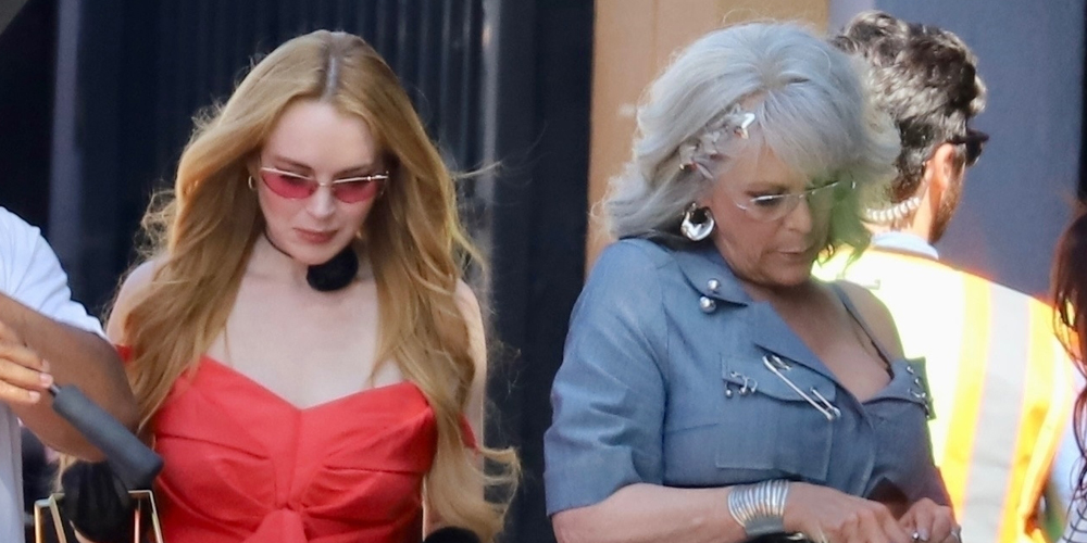 Lindsay Lohan Rocks Glam Gown on Set of ‘Freaky Friday 2′ With Jamie ...