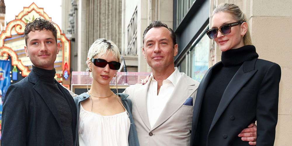 Jude Law Makes Rare Red Carpet Appearance With Daughter Iris & Son Raff ...