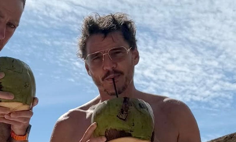 Pedro Pascal Goes Shirtless on the Beach with Composer Brandon Campbell ...