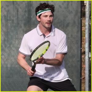 Logan Lerman Works Up a Sweat During Friendly Tennis Match | Logan ...