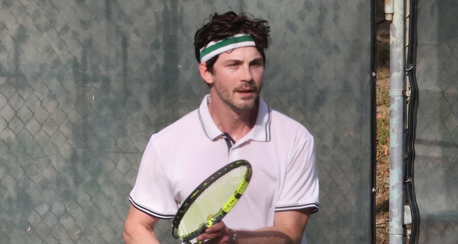 Logan Lerman Works Up a Sweat During Friendly Tennis Match | Logan ...