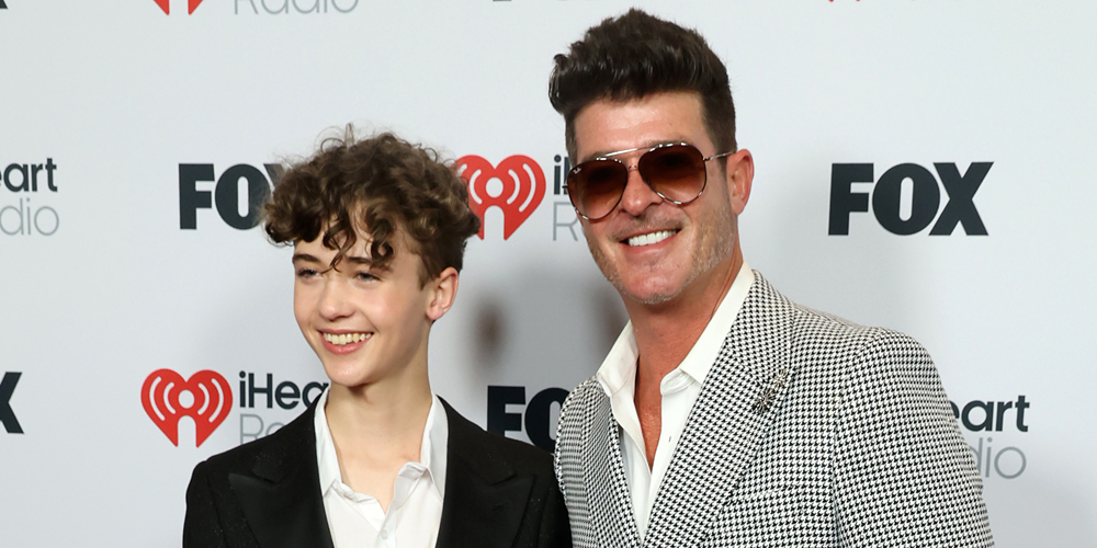 Robin Thicke Walks the iHeartRadio Music Awards Red Carpet with Son ...