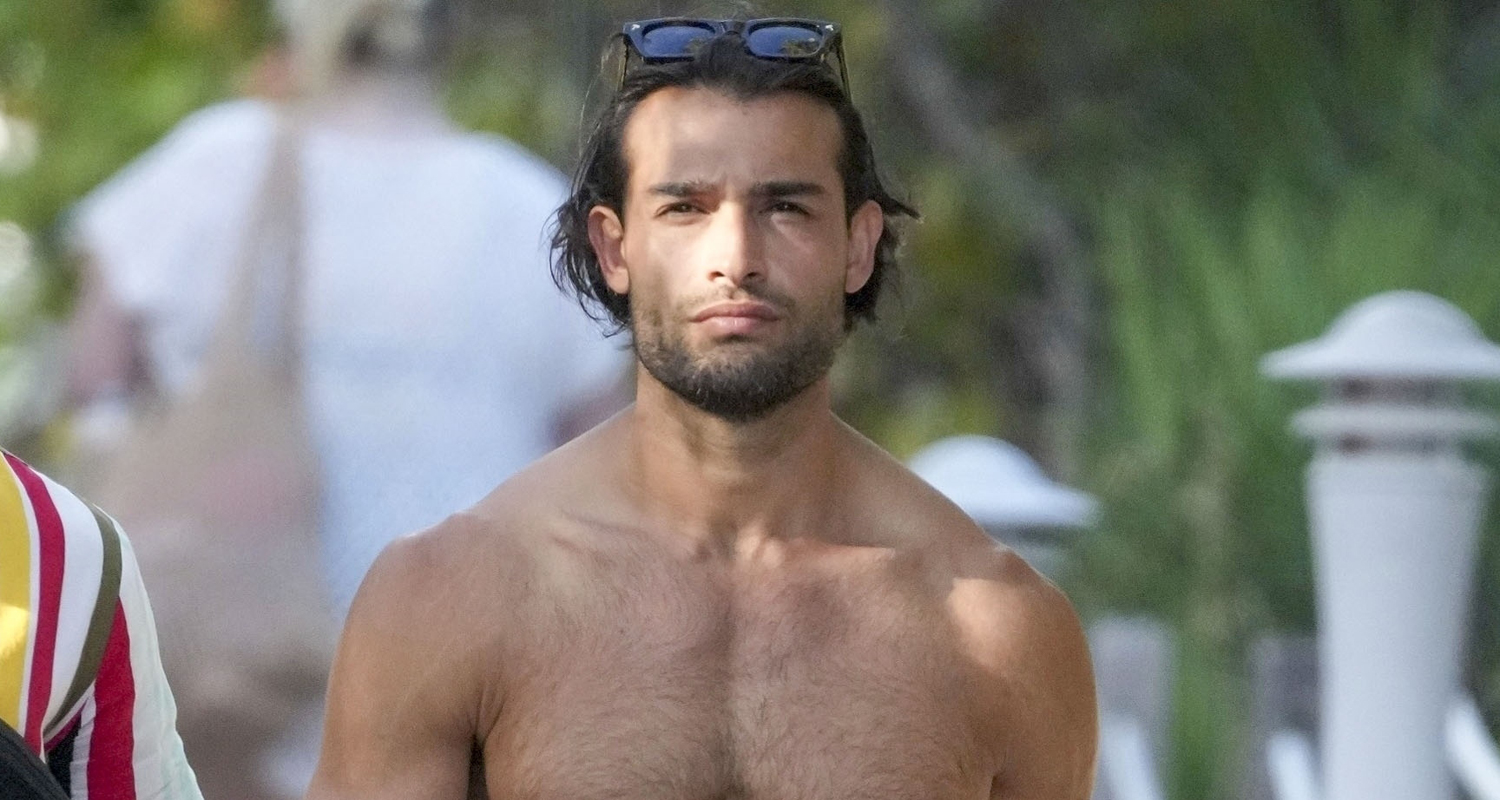 Sam Asghari Shows Off Ripped Physique on Shirtless Walk Around Miami ...