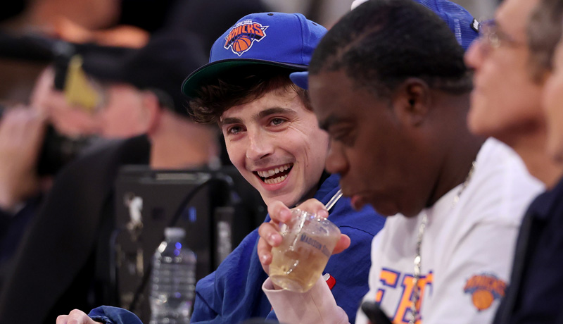 Timothee Chalamet Wears a Full Knicks Outfit to Support NYC Team at ...