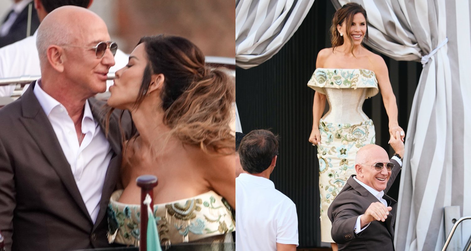 Jeff Bezos & Lauren Sanchez Share a Kiss as They Head to Wedding Welcome Party in Venice | Jeff ...