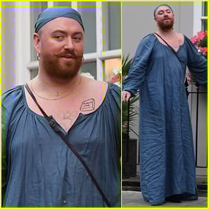 Sam Smith Wears Long Blue Dress While Stepping Out with Friends in ...