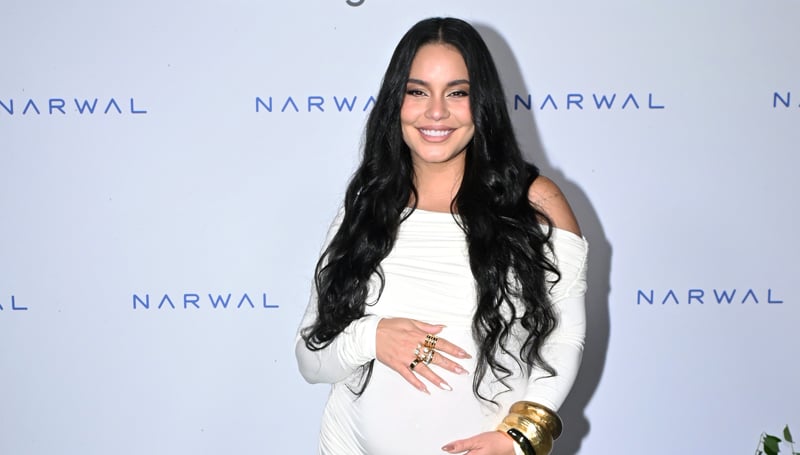 Pregnant Vanessa Hudgens Cradles Baby Bump in Form-Fitting Dress for ...