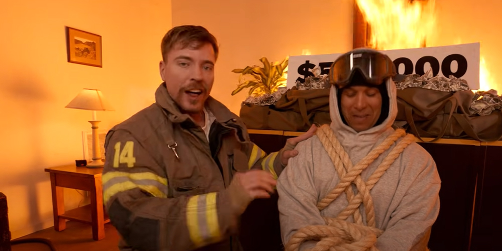 MrBeast Defends Video Trapping Man in Burning Building for Half a ...