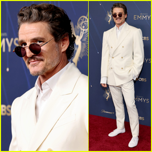 Pedro Pascal Looks Sharp in White Suit, Rocks Shades on Emmys 2025 Red Carpet | 2025 Emmy Awards ...