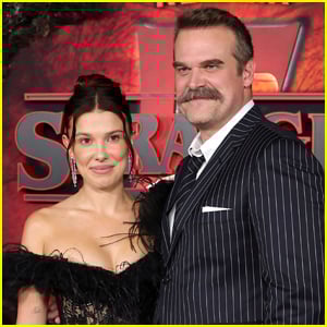 David Harbour & Millie Bobby Brown Warmly Reunite With Hug & Smiles at ...