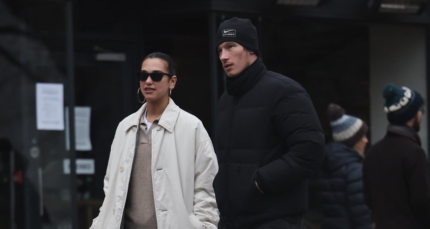 Dua Lipa & Callum Turner Take Their Dog for a Walk in London | Callum ...